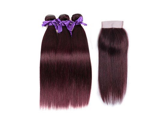 Unprocessed Straight Bundles With Closure / Comfortable Human Hair Extension Bundles