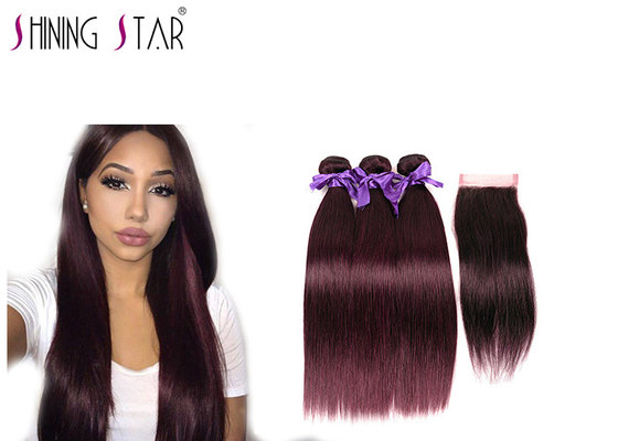 Unprocessed Straight Bundles With Closure / Comfortable Human Hair Extension Bundles