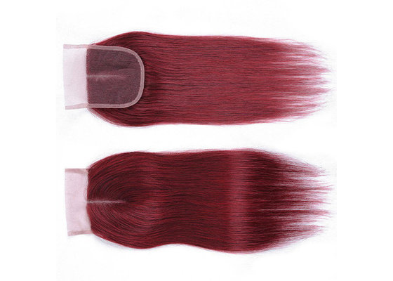 Swiss Lace Girls And Ladies Red Hair Extensions / Straight Weave With Closure