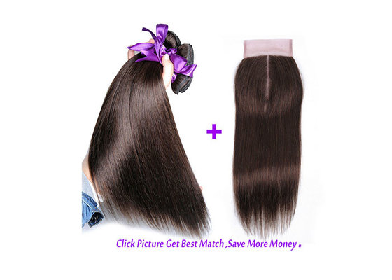 Soft Three Straight Brazilian Hair Bundles With Closure Full Cuticle Aligned