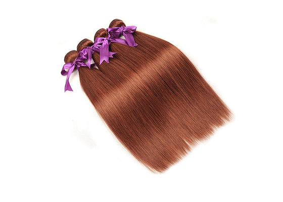 Color 33 Brown Brazilian Hair Weave / Red 4 Bundles Of Virgin Brazilian Hair