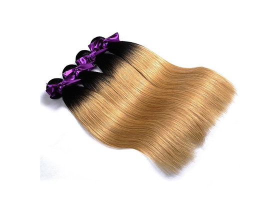 Brazilian Weave Bundlles 4Pcs Ombre Blonde Straight Human Hair With Closure Color 1B27 Hair Weave​