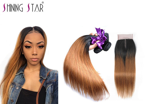 3 Pcs Ombre Blonde Indian Hair Bundles Straight Color 1B30 Long Lasting Wear