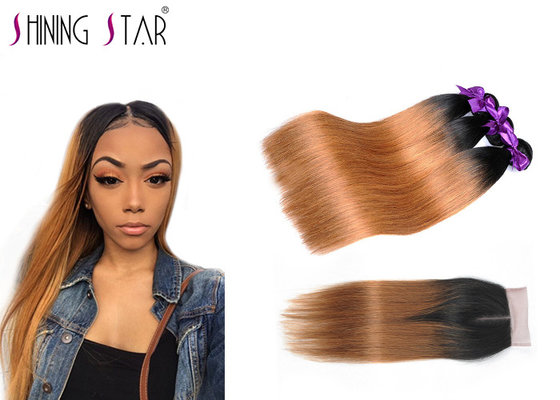 Soft 1B30 Blonde Malaysian Hair Bundles With Closure Long Lasting Wear