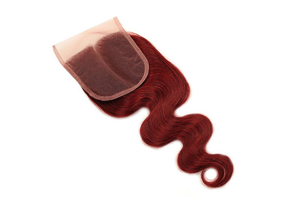 Red Color 8A Real Human Hair Bundles / Nonremy Bundles With Closure