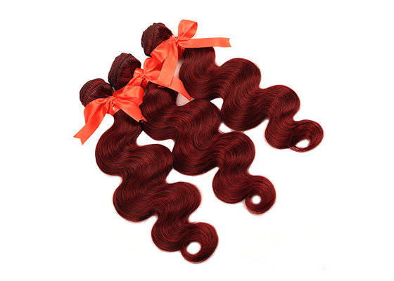 Red Color 8A Real Human Hair Bundles / Nonremy Bundles With Closure