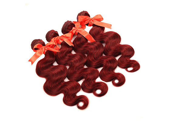 Unprocessed Human Hair Bundles Body Wave 99J Color 4 Bundles With Lace Closure