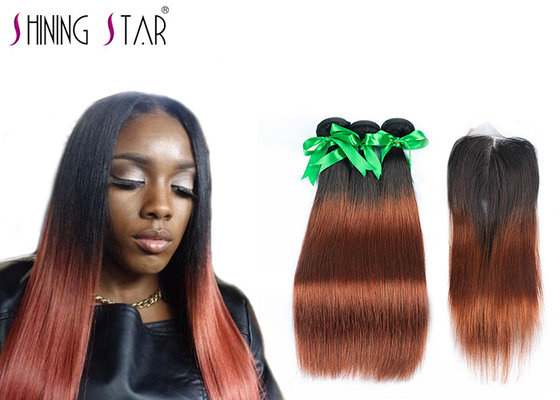 Long 8A Peruvian Hair Bundles With Closure Ombre Dark Roots Tangle Free