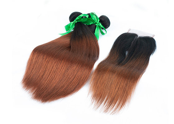 Long 8A Peruvian Hair Bundles With Closure Ombre Dark Roots Tangle Free