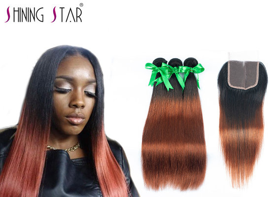 Ombre Dark Roots Indian Hair Bundles With Closure No Chemical Process