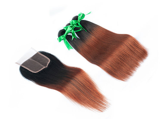 Ombre Dark Roots Indian Hair Bundles With Closure No Chemical Process