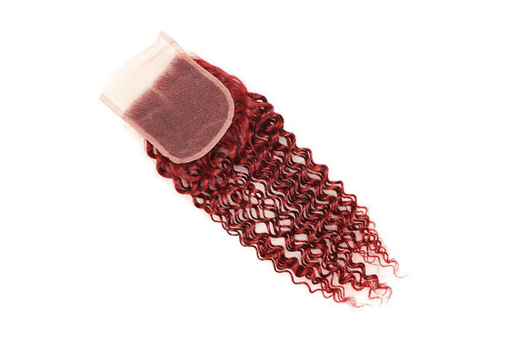 Remy Curly Hair Weave 99J Red Color Kinky Curly Human Hair Bundles With Closure