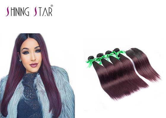 Burgundy Brazilian Hair 4 Bundles With Closure Remy 100 Human Hair