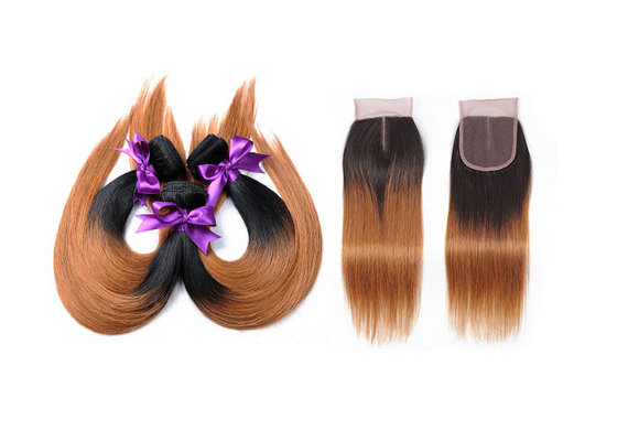 3 Pcs Ombre Blonde Indian Hair Bundles Straight Color 1B30 Long Lasting Wear
