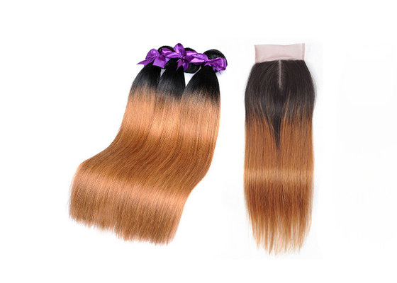 3 Pcs Ombre Blonde Indian Hair Bundles Straight Color 1B30 Long Lasting Wear
