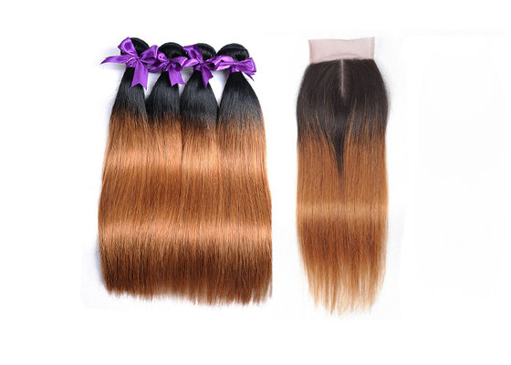 No Lices 4 Pcs Colored Malaysian Hair Bundles For Girls 1B30 Ombre Blonde