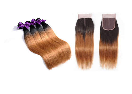 No Lices 4 Pcs Colored Malaysian Hair Bundles For Girls 1B30 Ombre Blonde