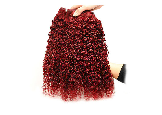 99J Color Brazilian Kinky Curly Hair Weave Human Hair 4 Bundles With Closure