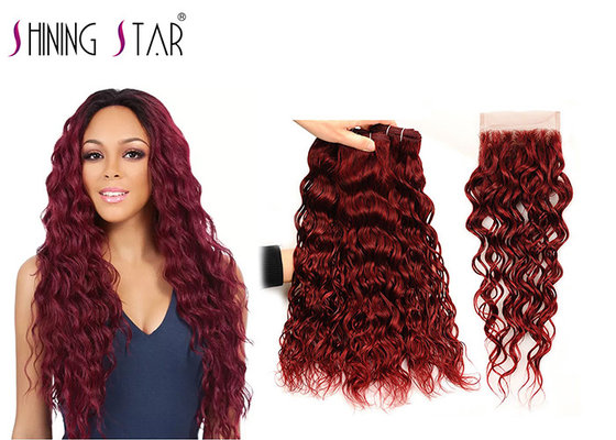 Prevent Shedding Water Wave Hair Extensions Double Drawn Strong Machine Weft