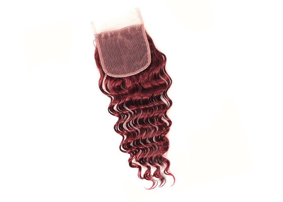 99J Color Deep Wave Human Hair Bundles With Closure Swiss Lace No Tangle