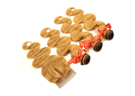 Blonde Body Wave Bundles With Closure 27 Color Brazilian 3 Bundles With Closure