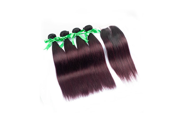 100% Malaysian Straight Weave Bundles / 1BBug Human Hair Extensions With Closure