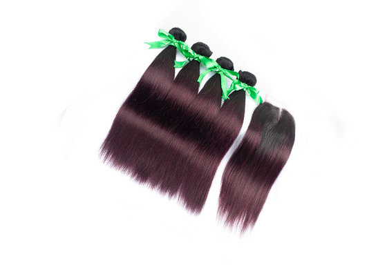 100% Malaysian Straight Weave Bundles / 1BBug Human Hair Extensions With Closure