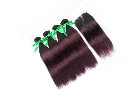 1B 99J Indian Straight Human Hair Weave / Middle Part Indian Remy Hair Bundles