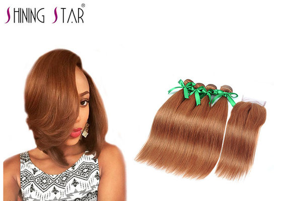 Gold Blonde Straight Hair Bundles For Girls Colored 30 Human Hair Bundles Customized Logo
