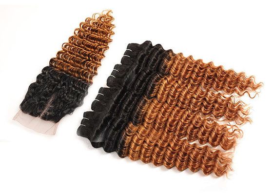 Beautiful 4 Bundles Of Brazilian Deep Wave / 1B30 Deep Wave Bundles With Closure