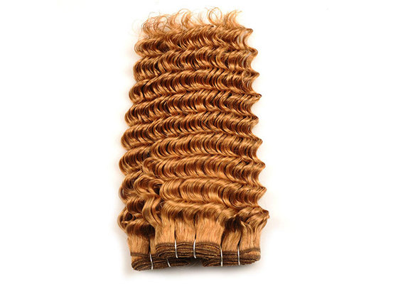 100% Brazilian Deep Wave Curly Virgin Hair , 3 Bundles Blonde Deep Wave Hair Extensions