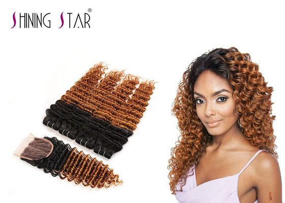 Beautiful 4 Bundles Of Brazilian Deep Wave / 1B30 Deep Wave Bundles With Closure