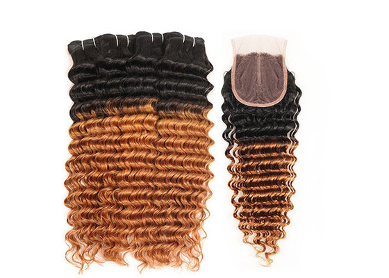 4 Bundles Peruvian Deep Wave Bundles , Blonde 100 Human Hair Curly Weave
