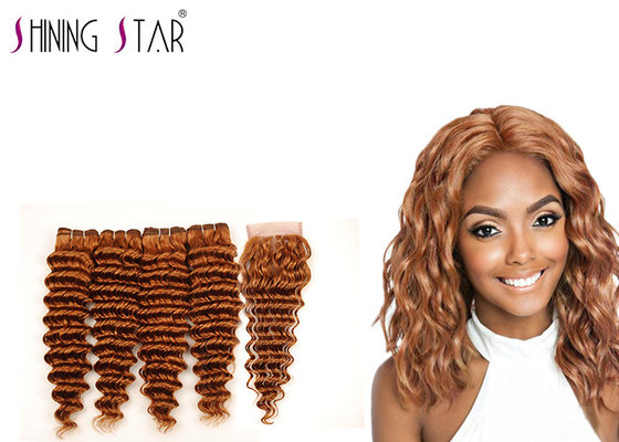 Long 100% Malaysian Deep Wave Hair Bundles With Lace Closure Color Optional