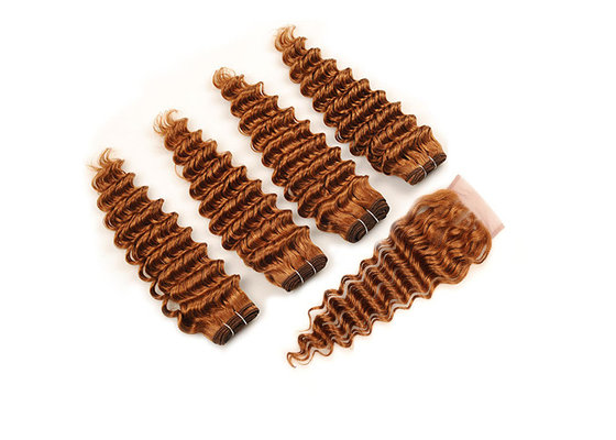 Long 100% Malaysian Deep Wave Hair Bundles With Lace Closure Color Optional