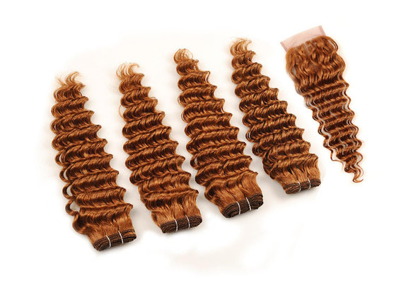 Long 100% Malaysian Deep Wave Hair Bundles With Lace Closure Color Optional