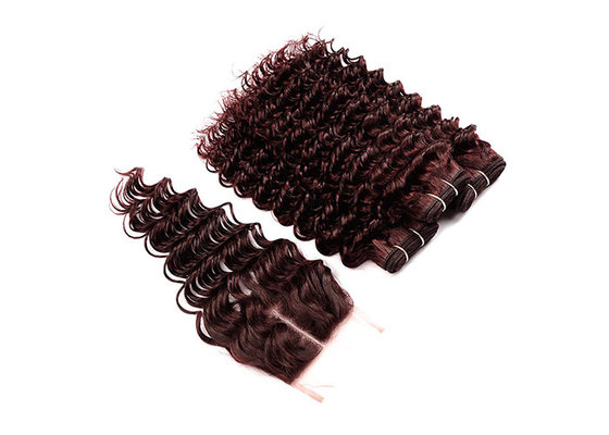 Unprocessed Remy Human Hair Weave , Burgundy 3 Bundles Of  Deep Wave