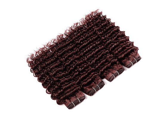 Burgundy Red Unprocessed Deep Wave Hair Bundles For Black Woman 3 PCS Weft