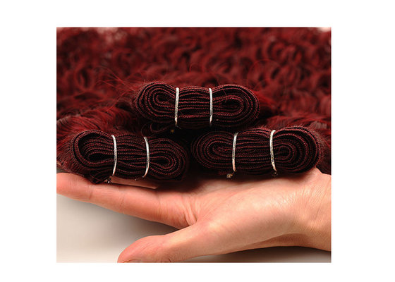 10-26 Inch Water Wave Braiding Human Hair / Red 99J Remy Water Wave Weave