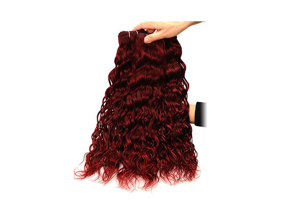 10-26 Inch Water Wave Braiding Human Hair / Red 99J Remy Water Wave Weave