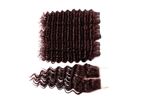 Deep Wave Unprocessed Malaysian Hair Bundles Red Remy For Girls No Tangle