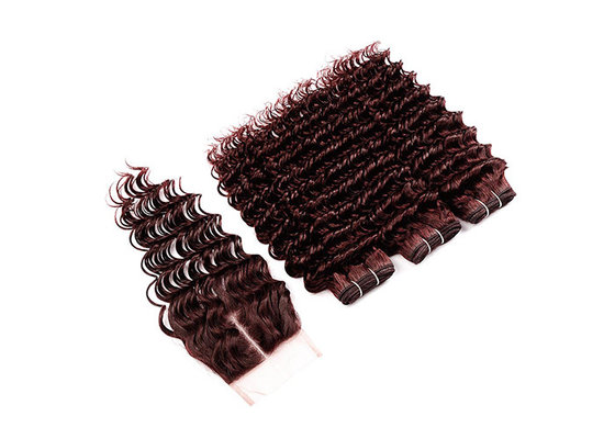 Deep Wave Unprocessed Malaysian Hair Bundles Red Remy For Girls No Tangle