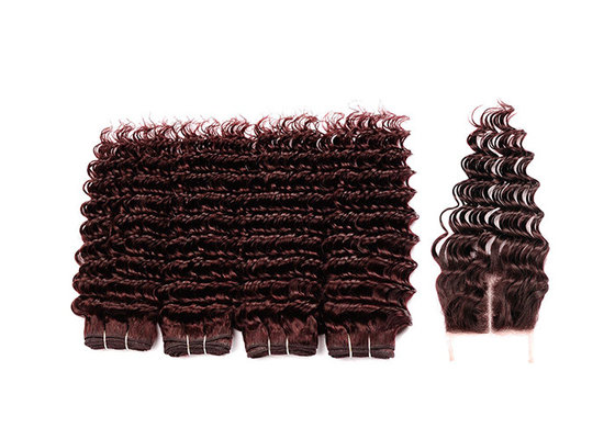 Unprocessed Indian Deep Wave Human Hair , Healthy Ends Burgundy Indian Hair