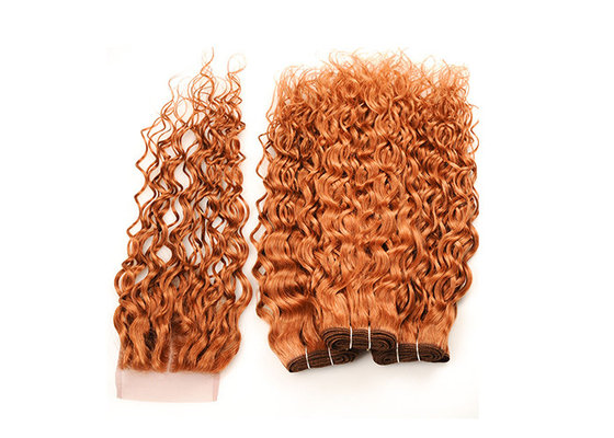 Gold Water Wave Hair Extensions , Healthy Water Wave Bundles With Closure