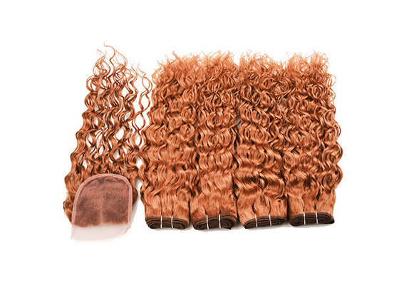 Virgin 4 Pcs 30 Water Wave Hair Extensions With Lace Closure Healthy Ends