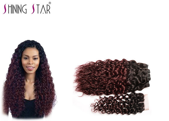 3 Bundles Water Wave Hair Extensions Human Hair Can Be Dyed 1B BUG Color