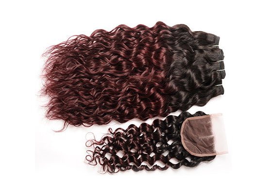 3 Bundles Water Wave Hair Extensions Human Hair Can Be Dyed 1B BUG Color