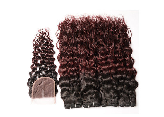 Water Wave #1BBug Color 100% Human Hair For 4 Bundles With Closure