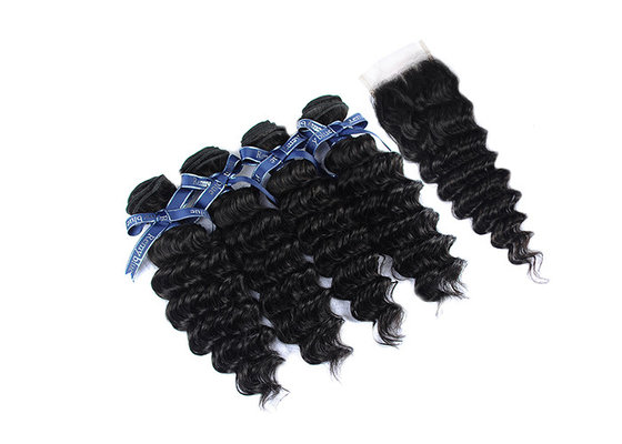 Healthy Unprocessed Brazilian Curly Hair / Soft Remy Deep Wave Hair Extensions