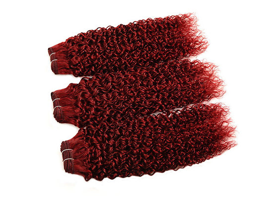 Burgundy 3 Bundles Kinky Curly Hair Weave For Women No Synthetic Mixed